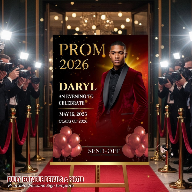 Boy Prom Send off Welcome Party Sign, Prom King Poster Sign With Photo ...