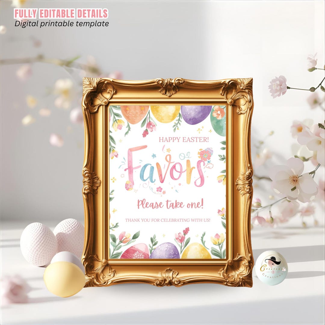 Pastel Easter Favor Sign, Egg Hunt Party Table Decor (printable ...