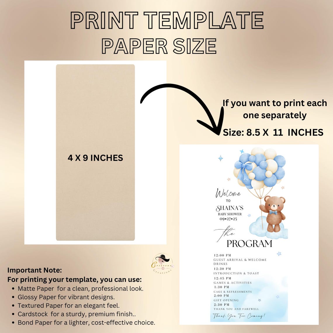 Editable Baby Shower Menu and Program Template, Teddy Bear Party Shower ...
