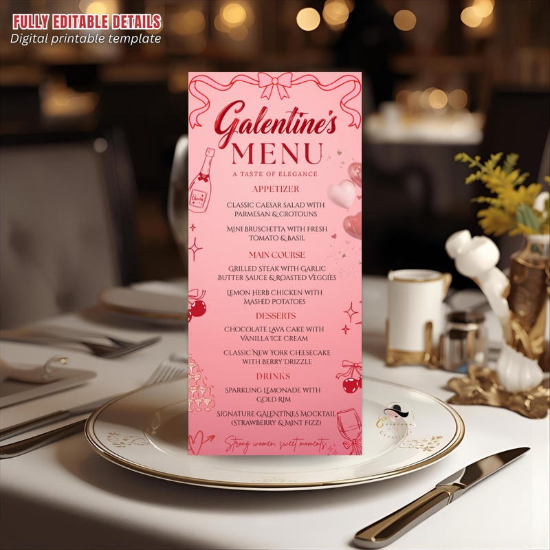 Galentines Menu Design - Etsy