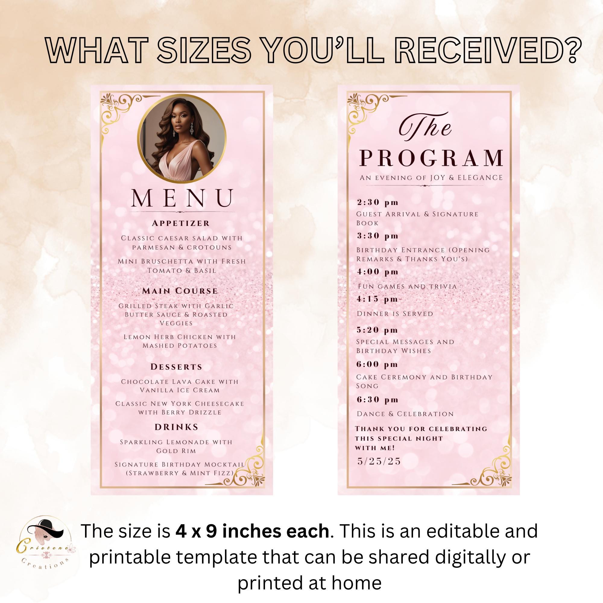 Menu and Program Template With Photo Pink Sweet 16 Birthday Dinner Menu ...
