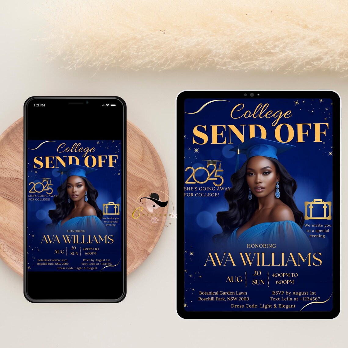 Editable College Send off Invitation Blue Digital Trunk Party Flyer ...
