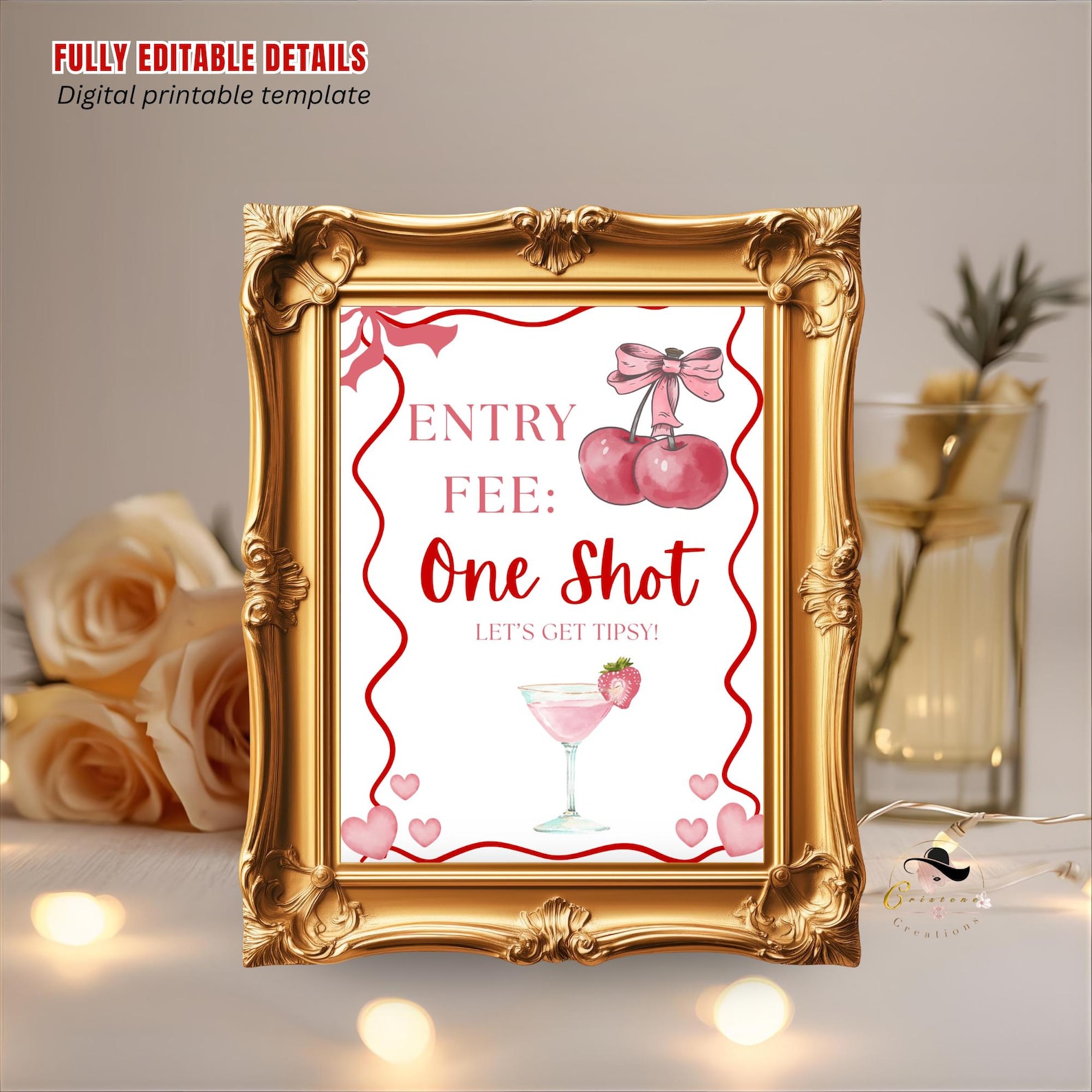 Galentines Entry Fee One Shot Sign, Take A Shot Sign, Bow Bridal Shower ...