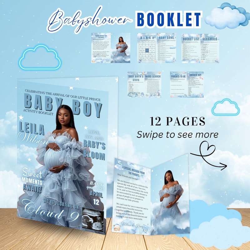 Blue Baby Shower Booklet - Etsy