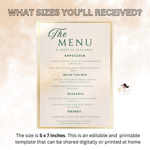 Elegant Gold White Menu Card Template, Wedding Menu Editable Birthday ...