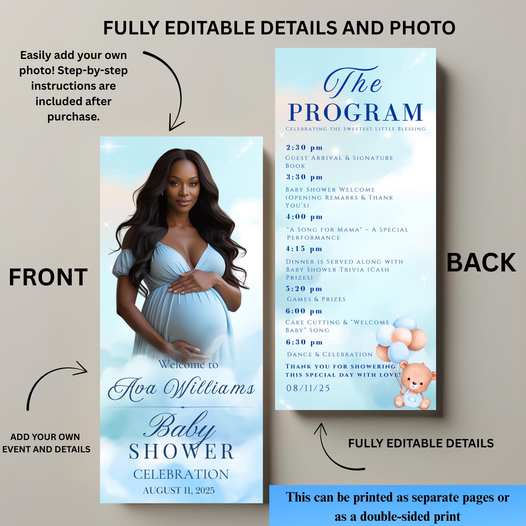 Baby Shower Program Template Blue With Photo It's a Boy Baby ...