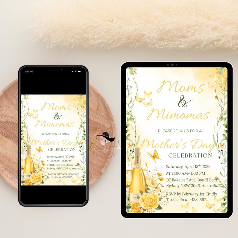 Moms and Mimosas Brunch Invitation, Mothers Day Dinner Invite, Mums ...