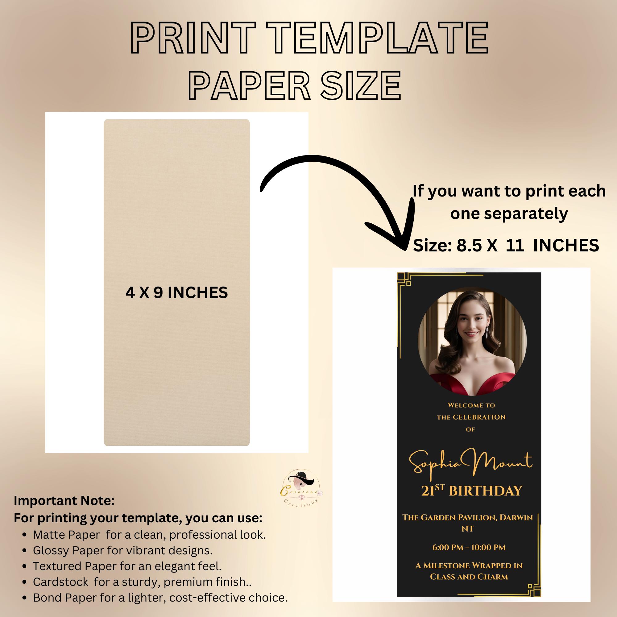 Birthday Party Program Template, Black Gold Event Program Schedule ...