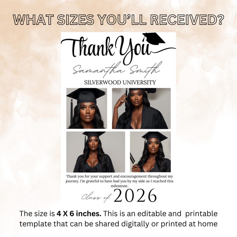 Editable Graduation Thank You Card With Photo, Senior Grad Party Thank ...