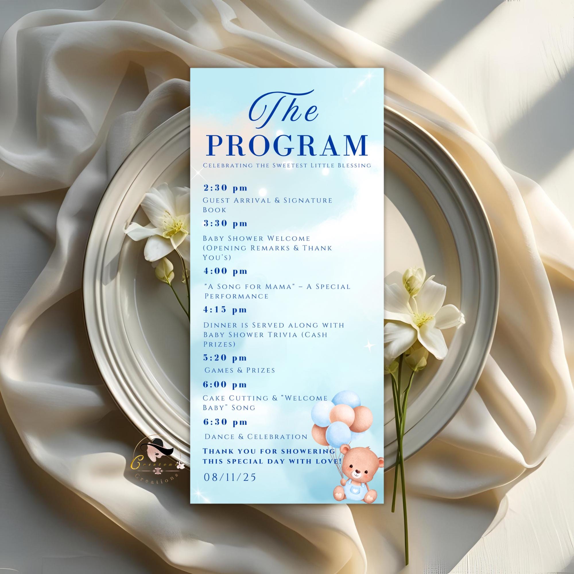 Baby Shower Program Template Blue With Photo It's a Boy Baby ...