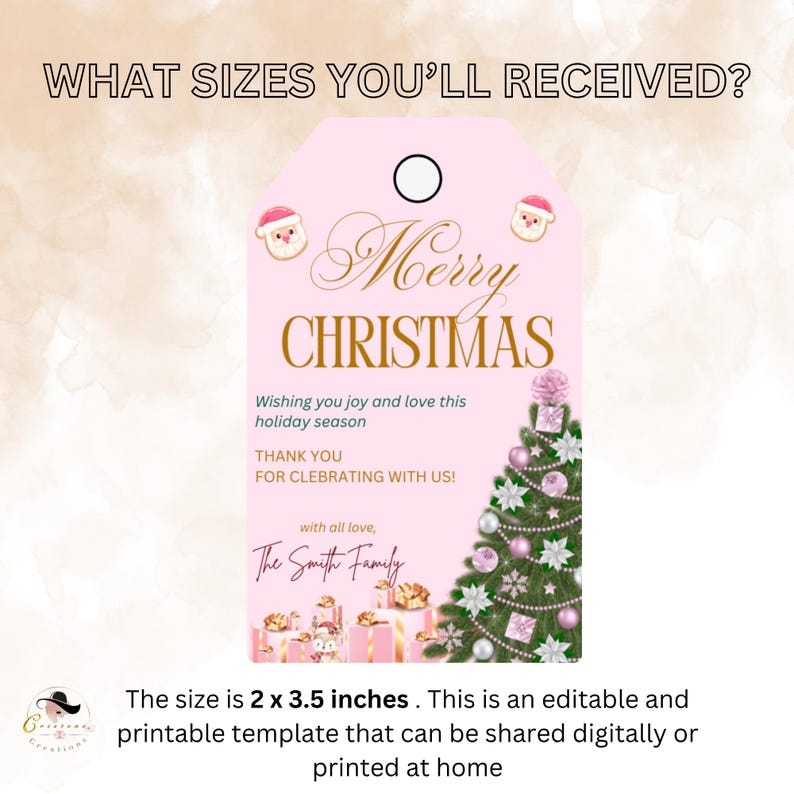 Editable Christmas Party Thank You Tags, Holiday Favor Party Tags, Xmas ...