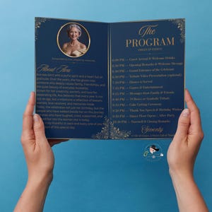 Editable Program Template Bifold 70th Birthday Party Program Card ...