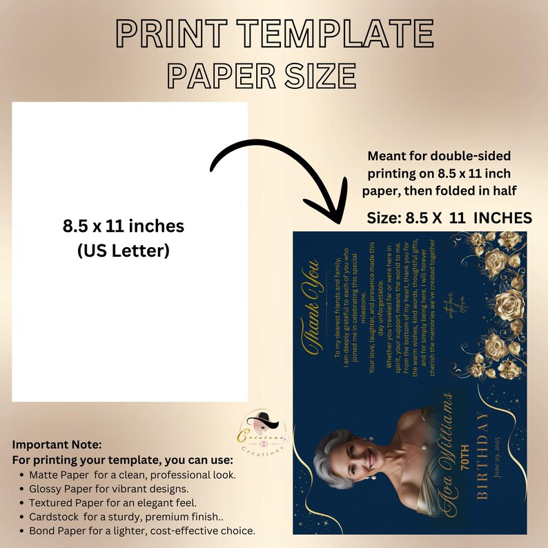 Editable Program Template Bifold 70th Birthday Party Program Card ...