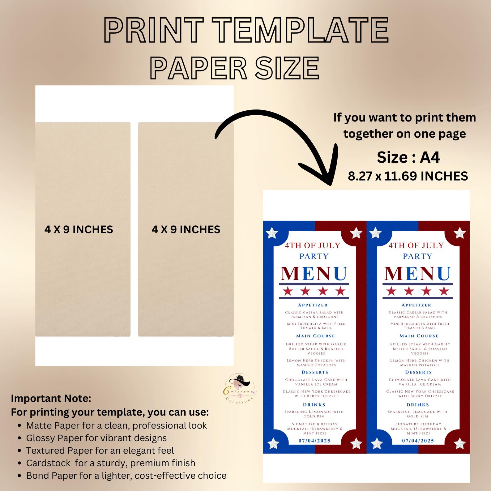 4th of July Menu Template, Independence Day BBQ Cookout Menu Card ...