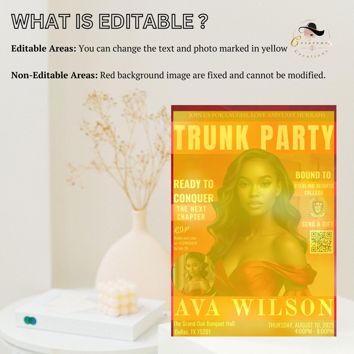 Trunk Party Invitation With Photo, Red College Send off Invite for Him ...