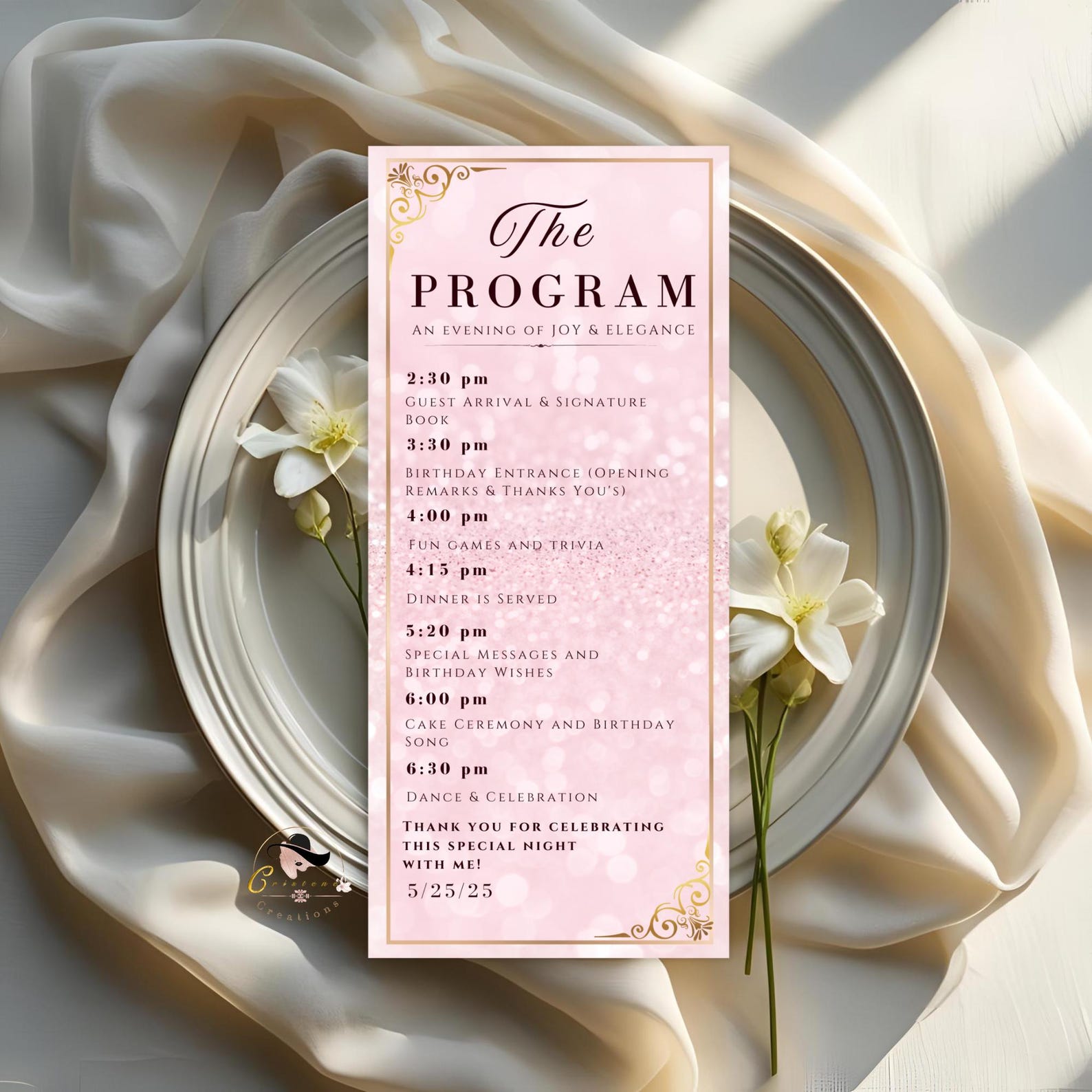 Menu and Program Template With Photo Pink Sweet 16 Birthday Dinner Menu ...