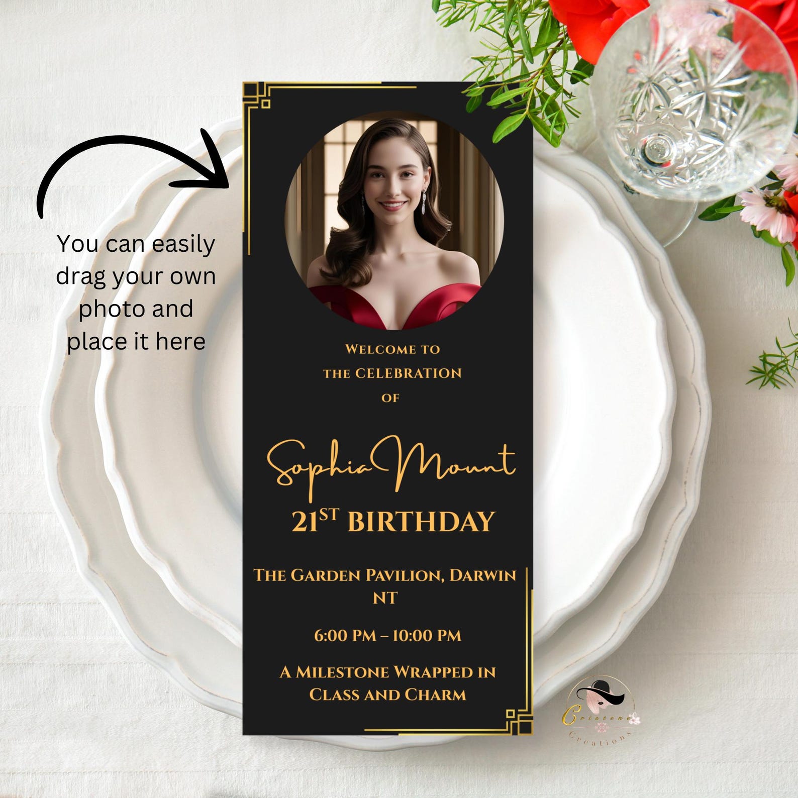 Birthday Party Program Template, Black Gold Event Program Schedule ...