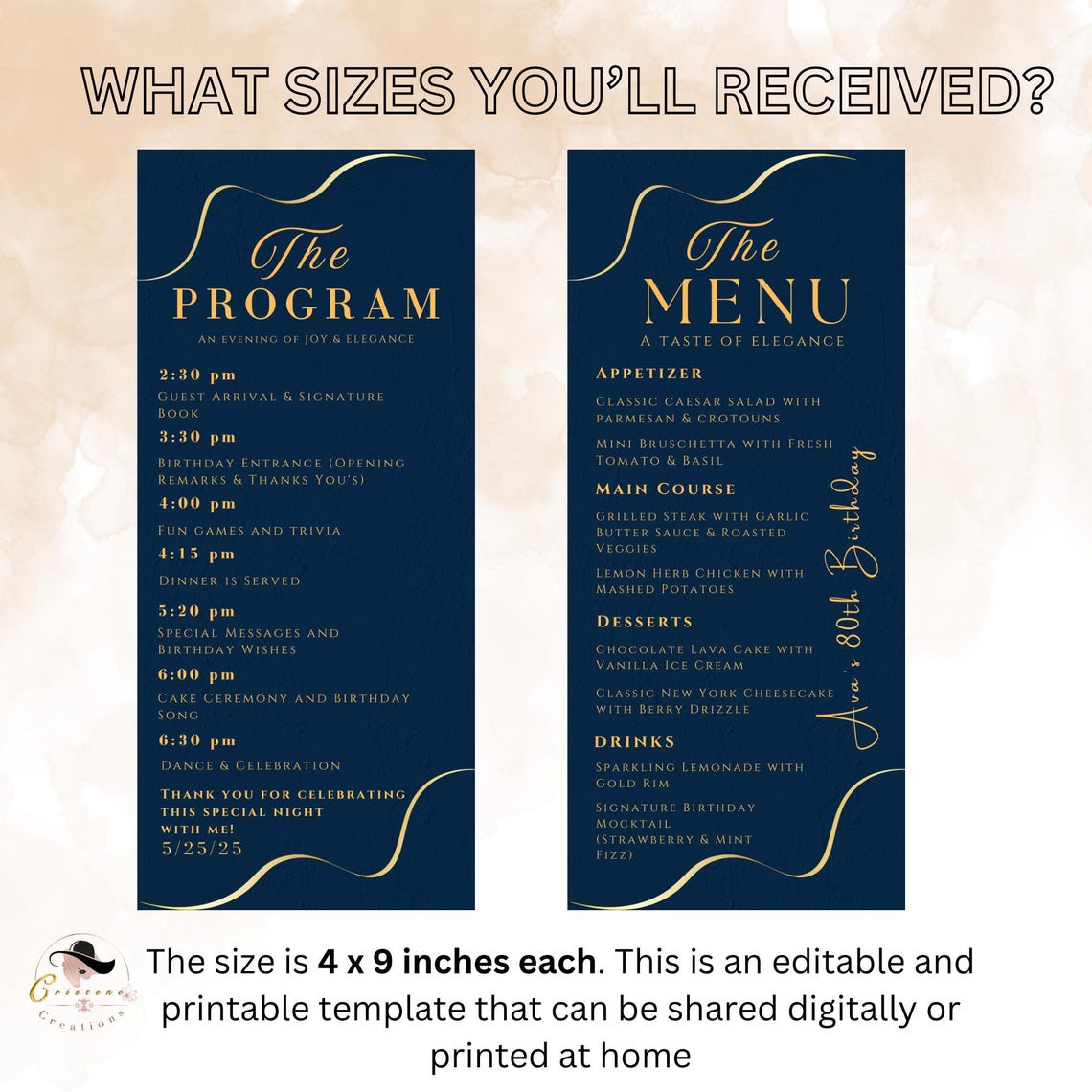Editable Menu and Program Template Birthday Party Menu Retirement ...
