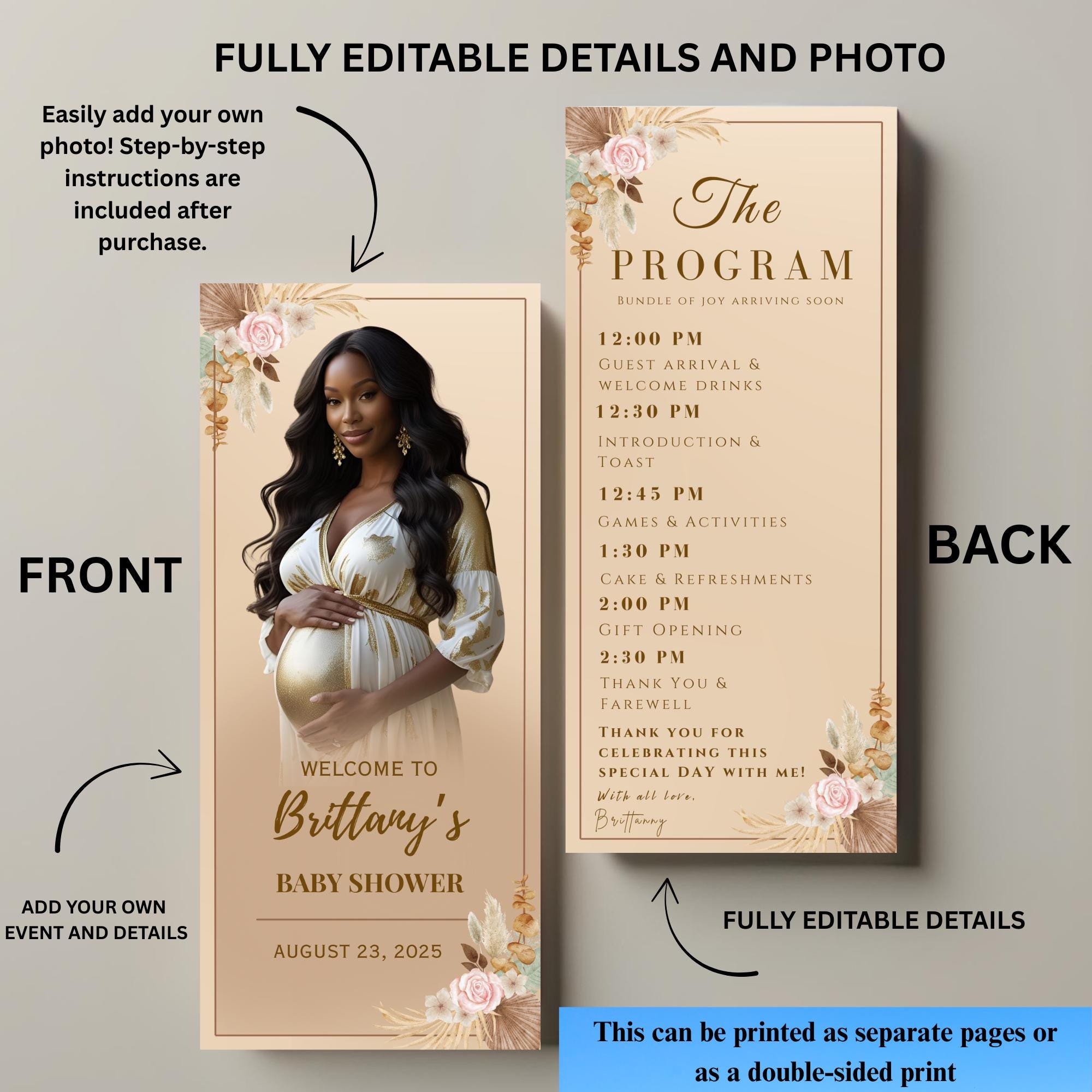 Editable Baby Shower Program Template Boho Neutral Baby Shower ...