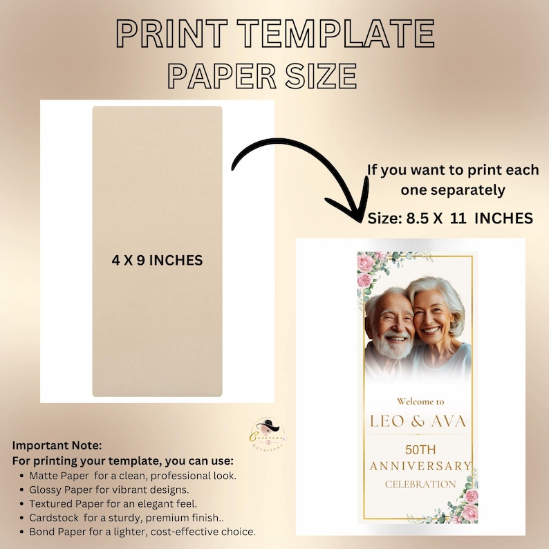 Golden Anniversary Program Template 50th Wedding Anniversary Program Card Printable Birthday ...