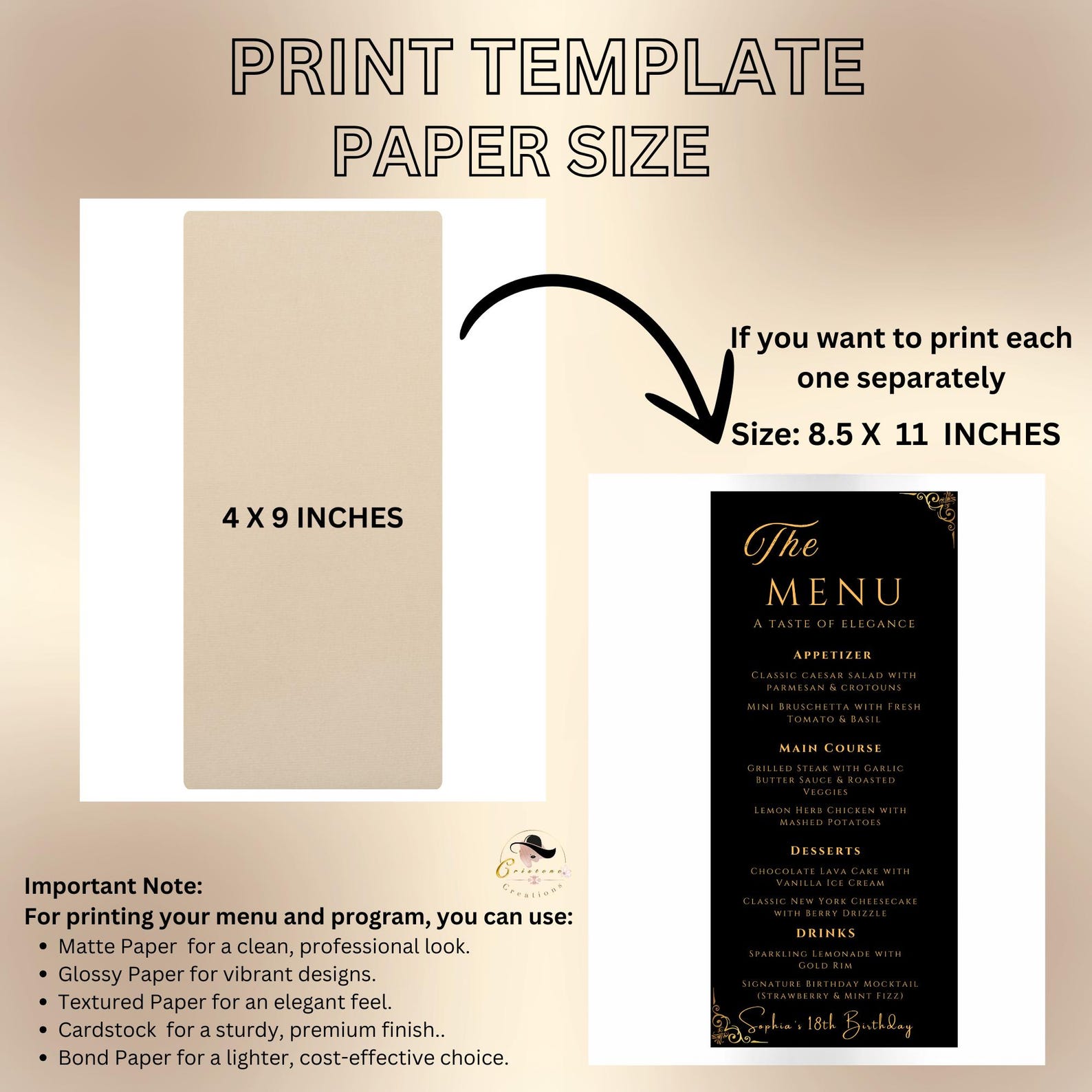 Editable Menu and Program Template, Wedding Menu, Birthday Party Menu ...