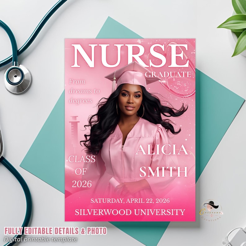 Editable Nurse Graduation Invitation, 2026 RN Pinning Ceremony Invite ...