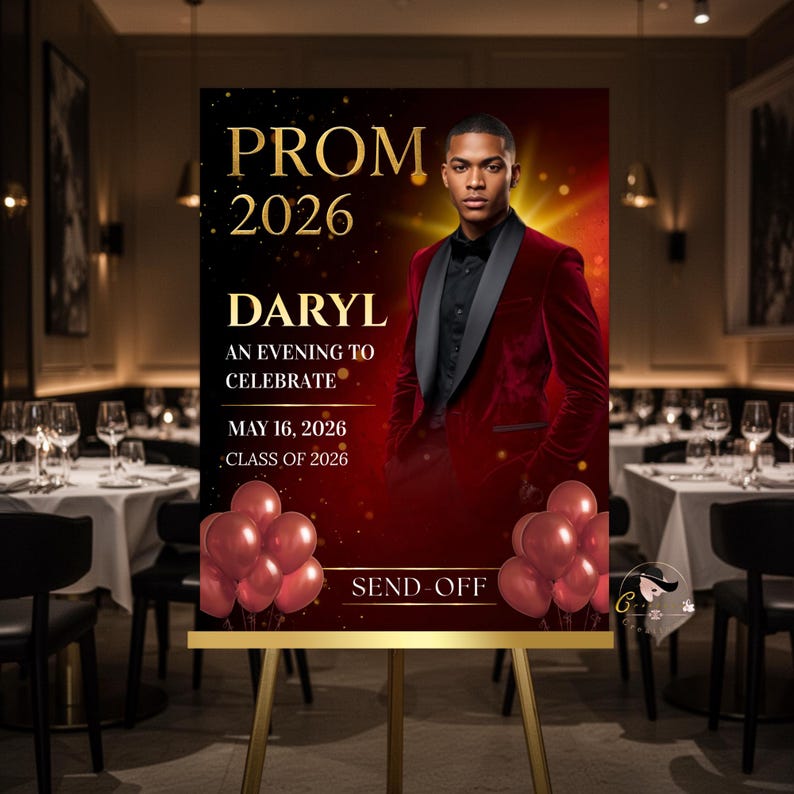 Boy Prom Send off Welcome Party Sign, Prom King Poster Sign With Photo ...
