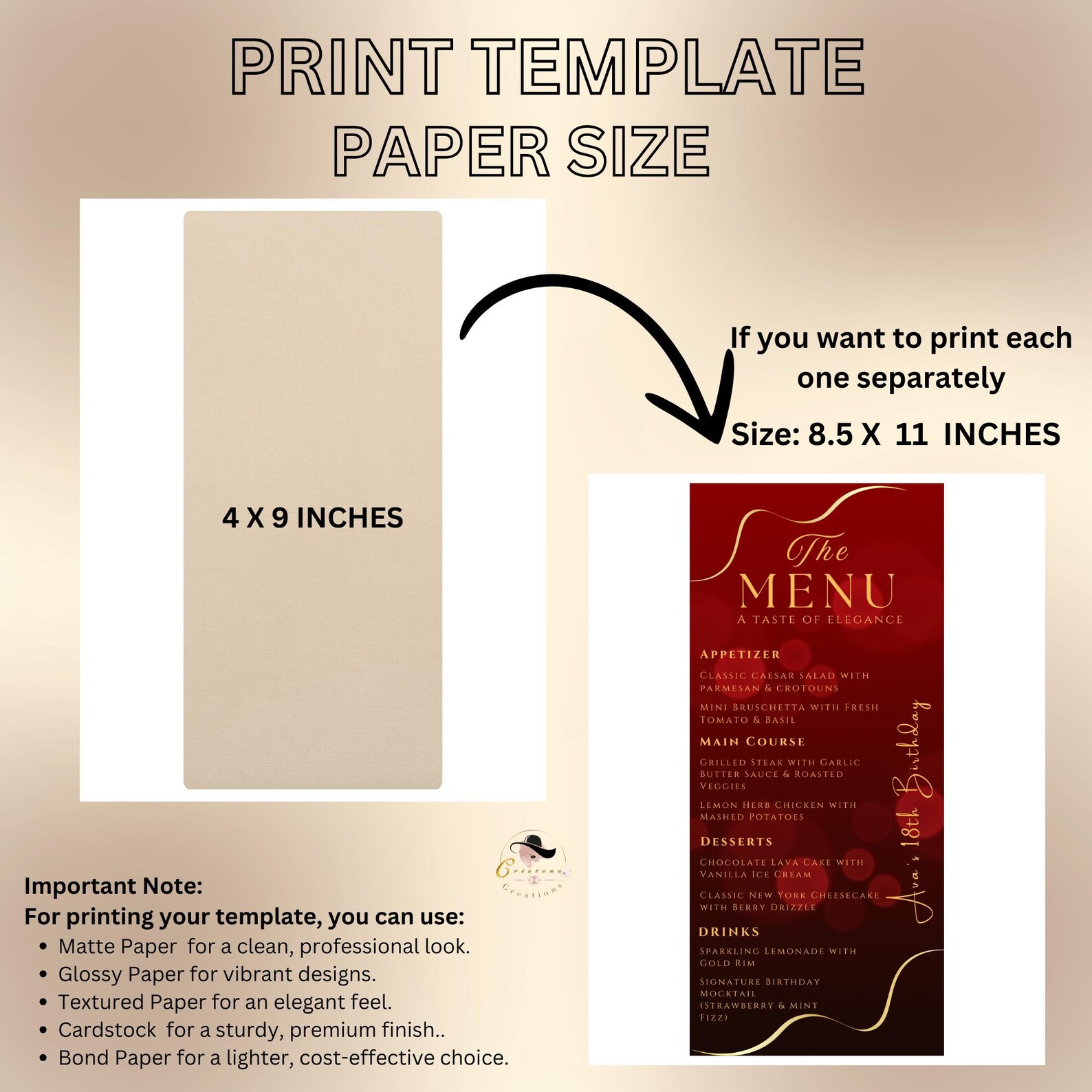 Menu and Program Template Red Gold Birthday Dinner Menu Cards Printable ...