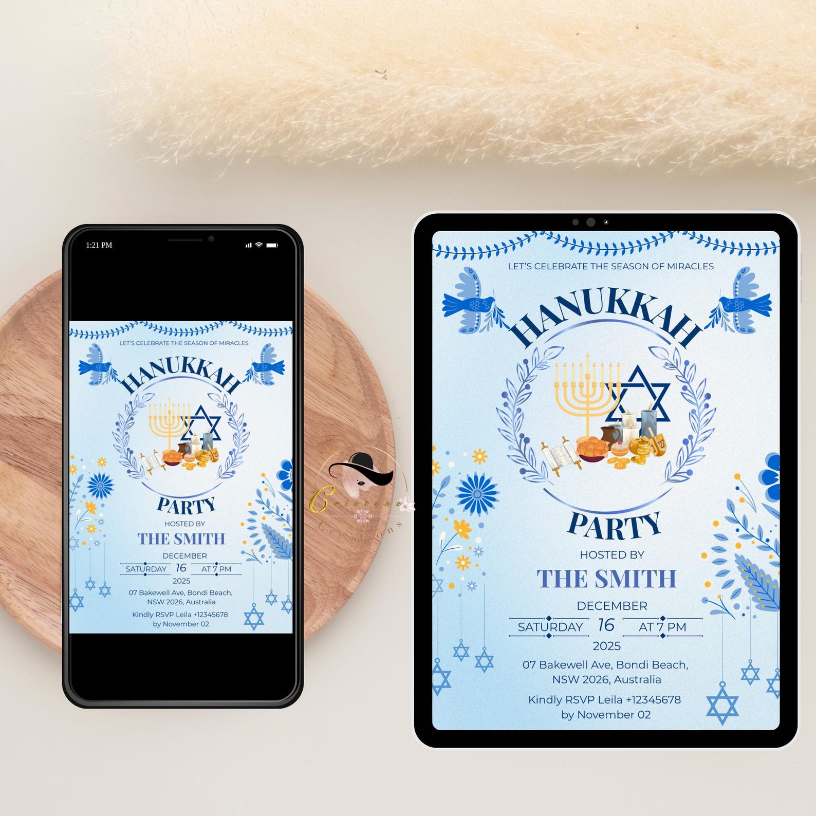 Editable Hanukkah Party Invitation Jewish Holiday Party Invite ...