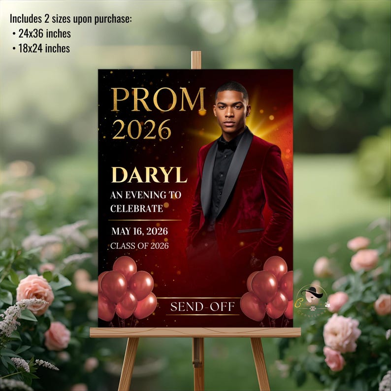 Boy Prom Send off Welcome Party Sign, Prom King Poster Sign With Photo ...