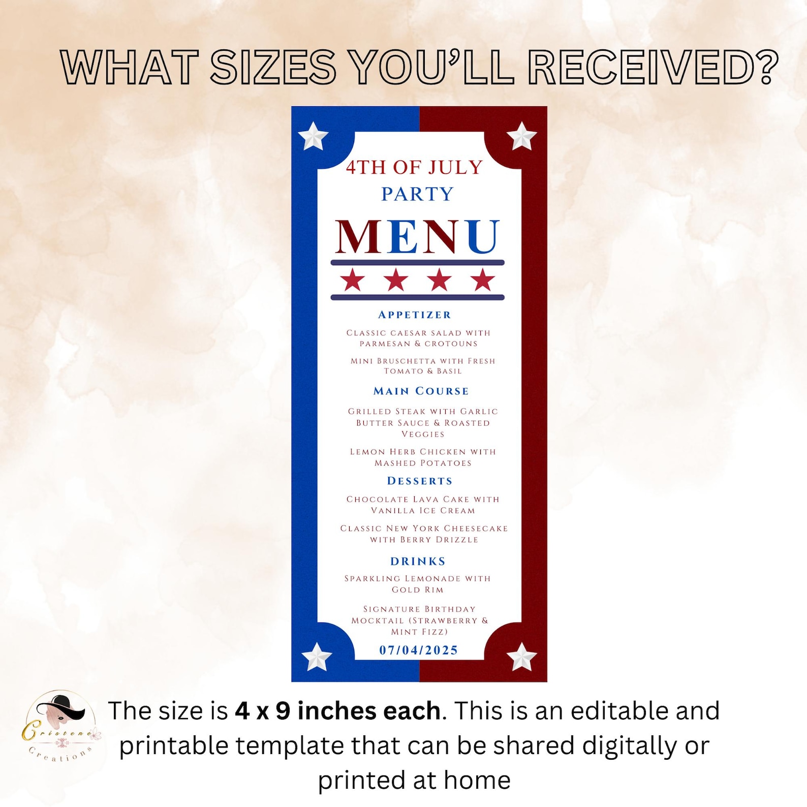 4th of July Menu Template, Independence Day BBQ Cookout Menu Card ...
