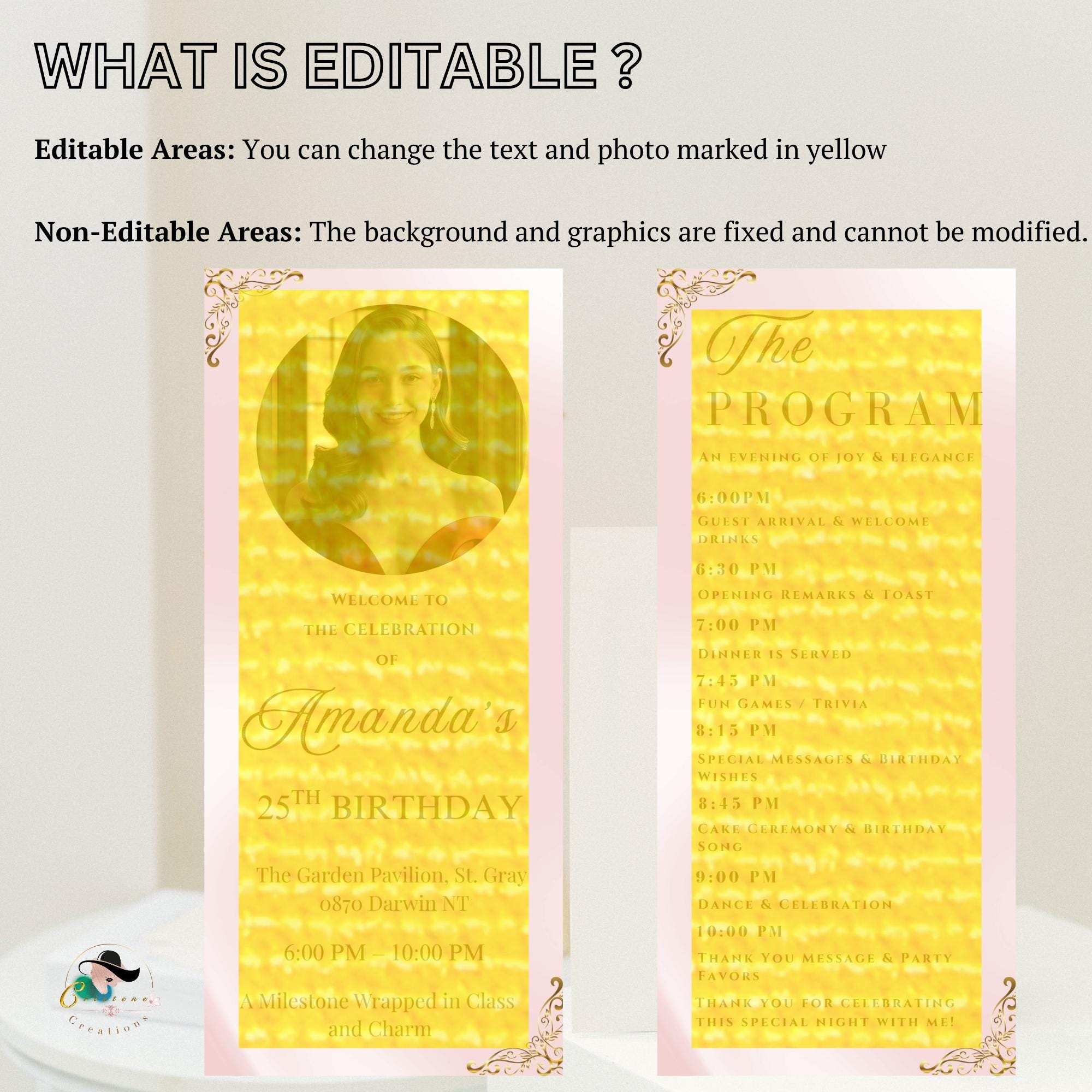 Editable Program Template Pink Event Programme Card, Birthday Program ...