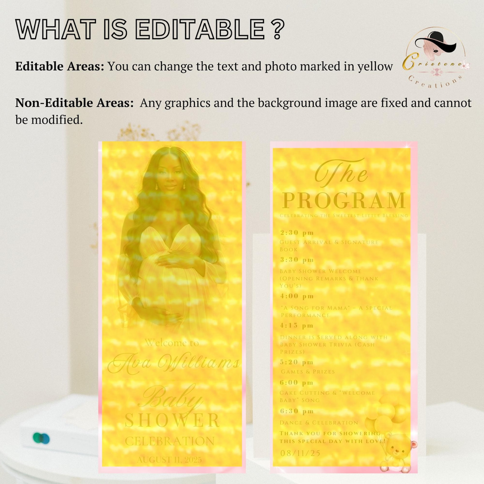 Editable Baby Shower Program Template With Photo Pink Baby Shower ...