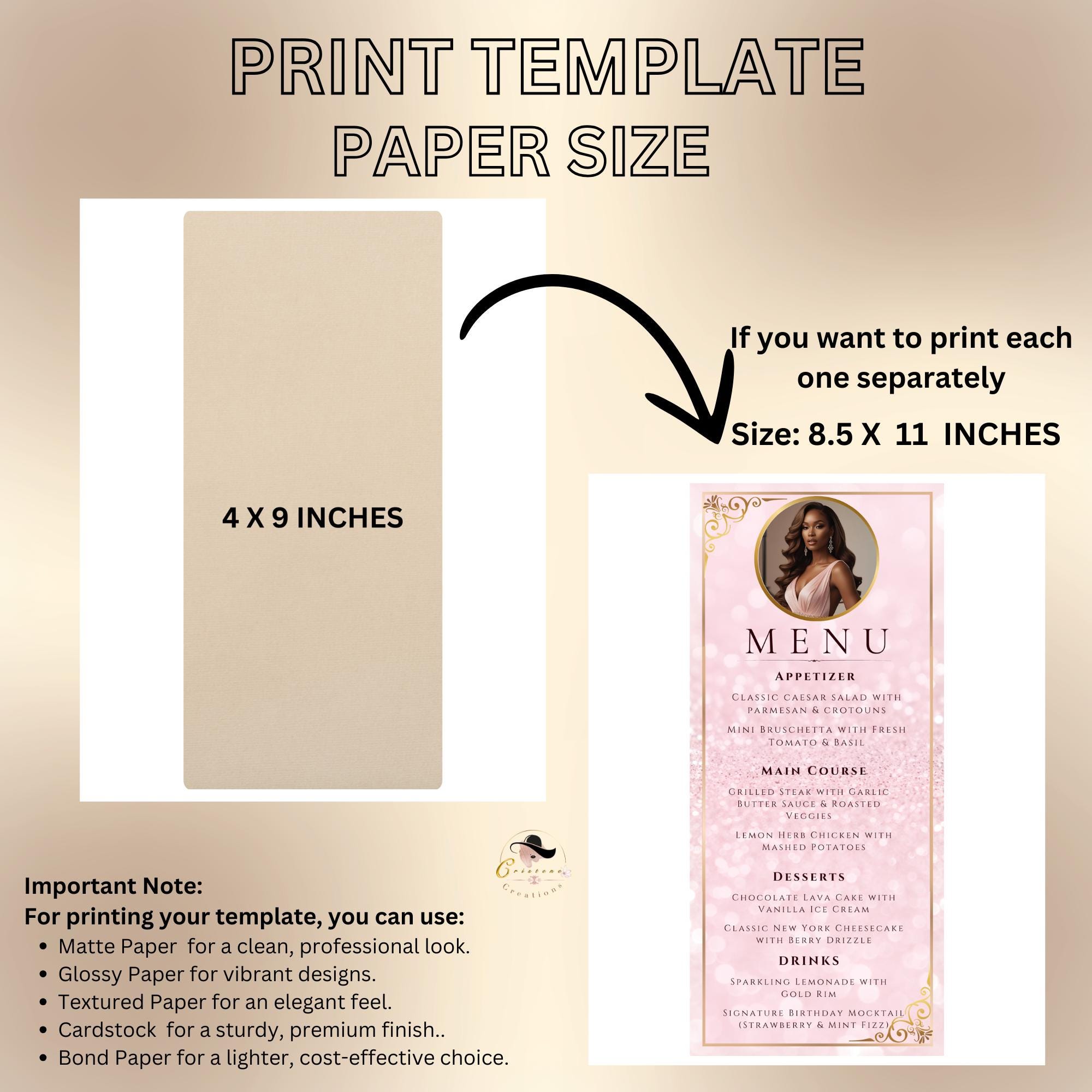 Menu and Program Template With Photo Pink Sweet 16 Birthday Dinner Menu ...