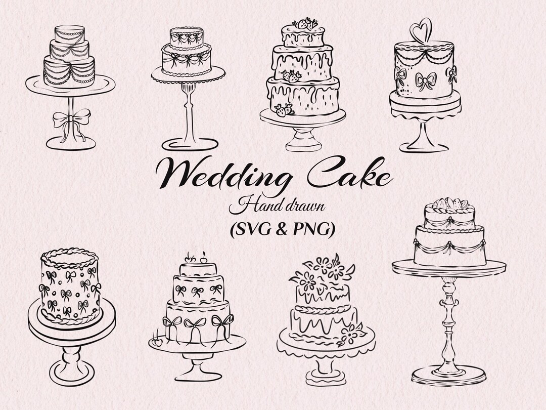 Hand-drawn Wedding Cake Illustration – SVG PNG Clipart - Etsy