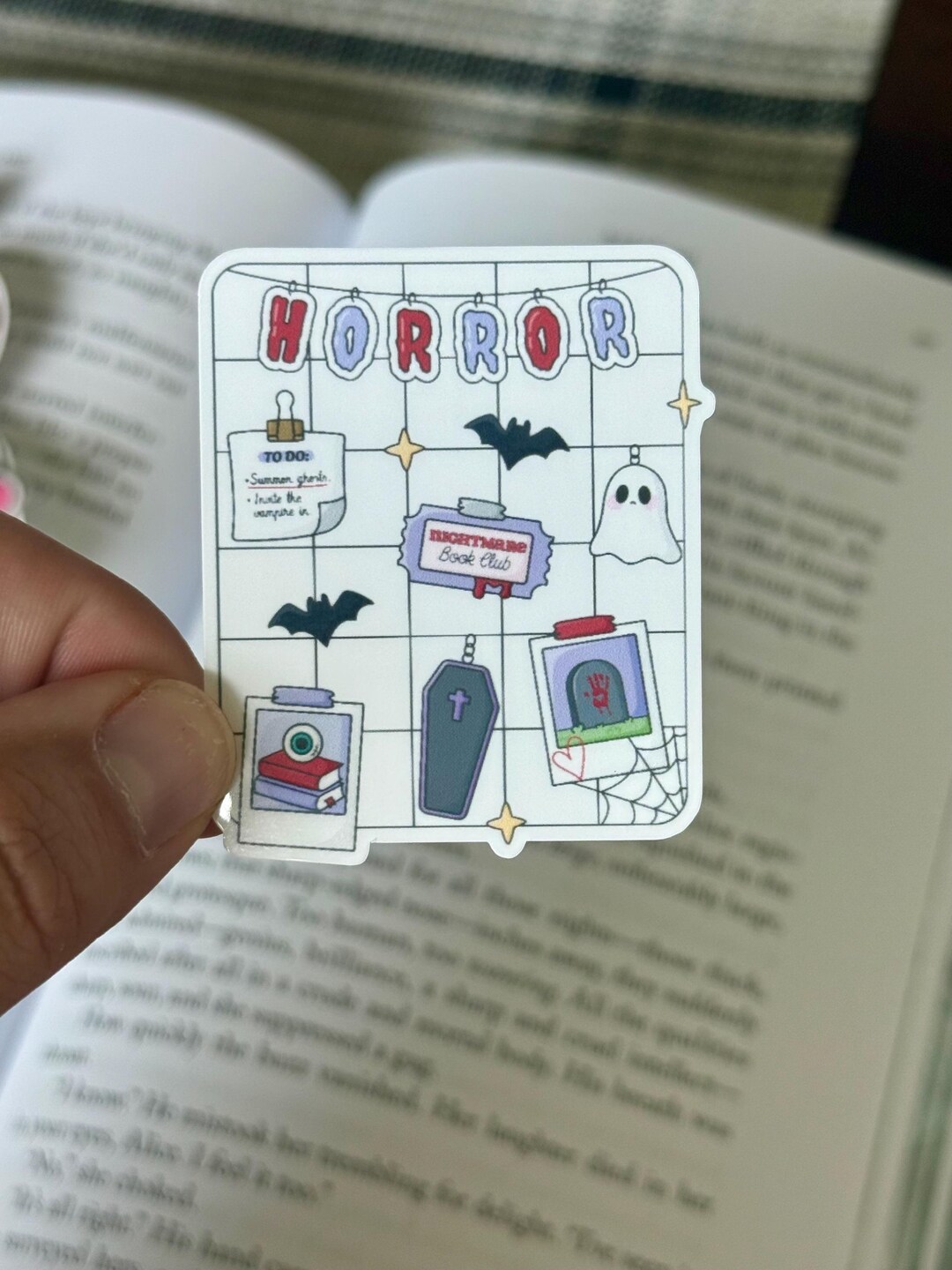 Bookish Horror Grid Collage Sticker | Book, Ghost, Creepy, Coffin ...