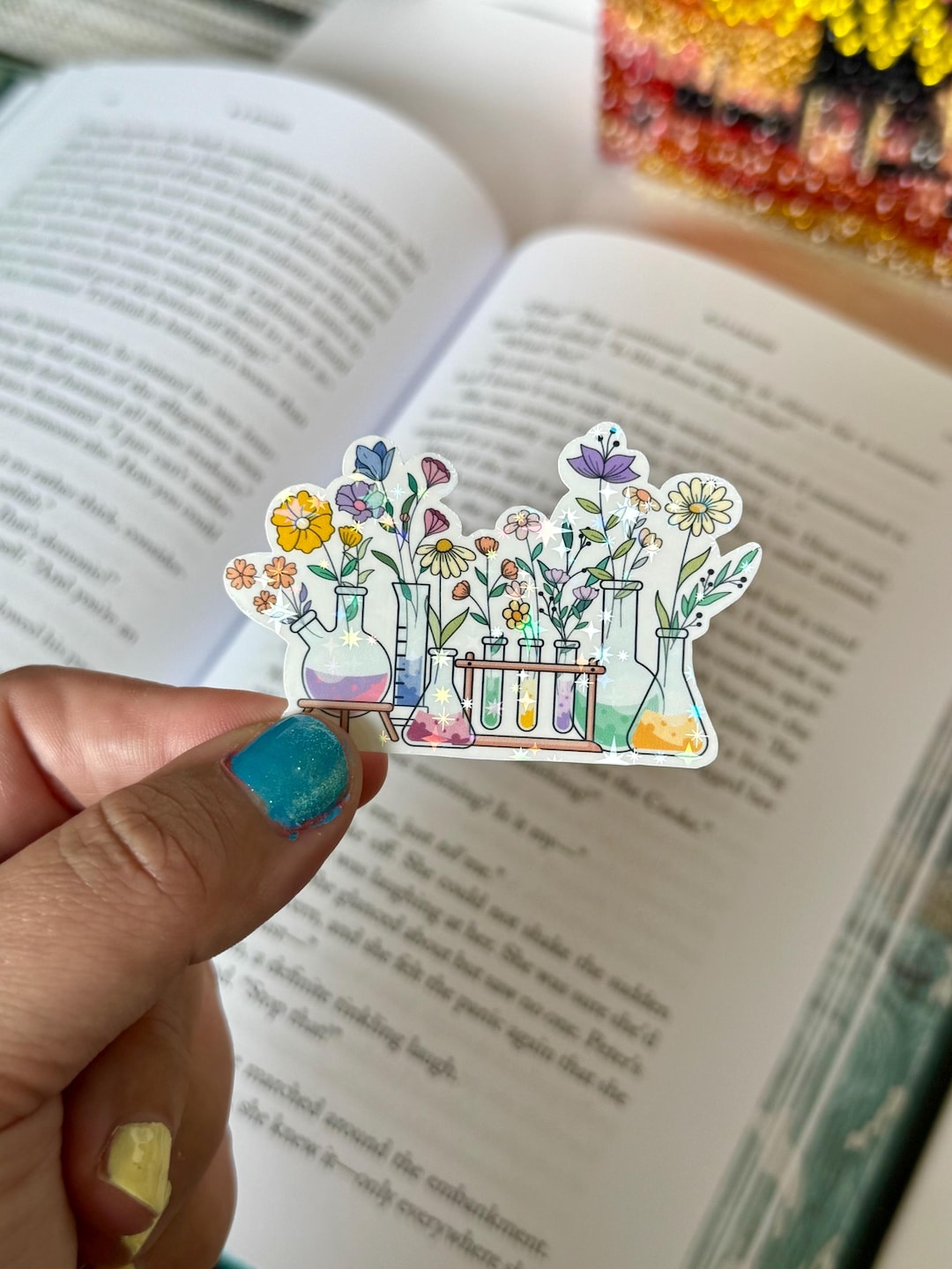 Flowers in Lab Equipment Sticker | Bookish, Beaker, Flask, Test Tube ...