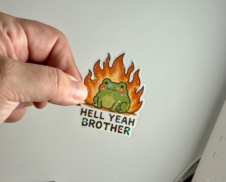 Hell Yeah Brother Frog Flame Sticker, Bookish, Booktok, Book Lover ...