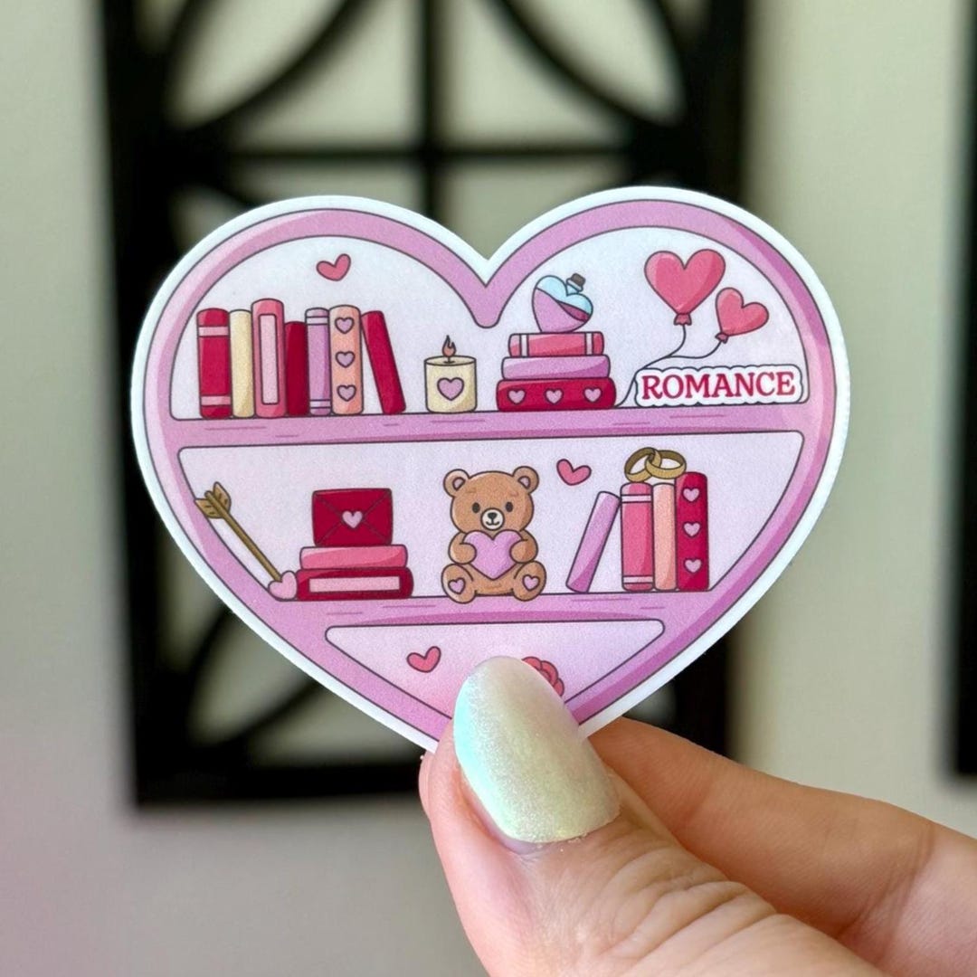 Romance Heart Bookshelf Sticker | Bookish, Genre, Romantasy, Love ...