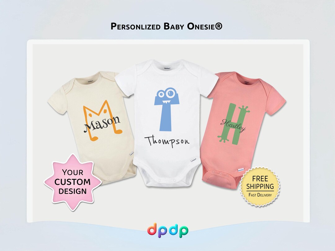 Custom Initial Baby Onesie®, Personalized Newborn Gift, Baby Shower ...
