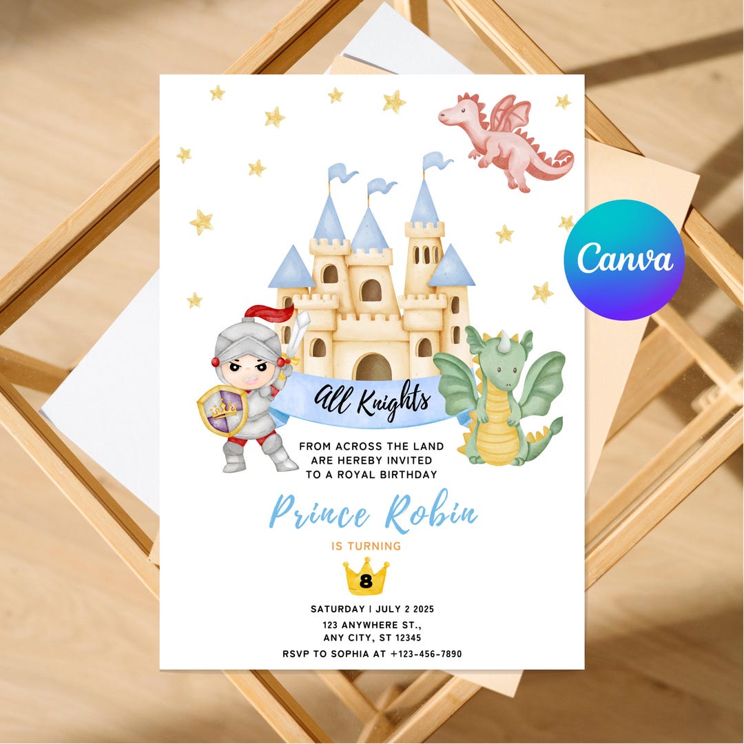 Editable Little Prince Birthday Party Invitation Template Royal Themed ...