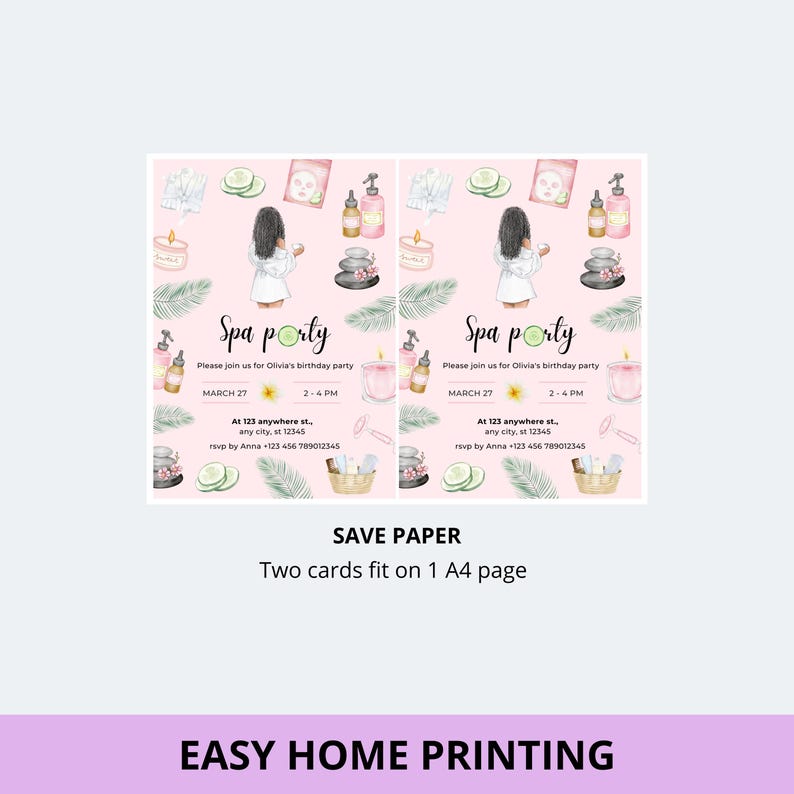 Editable Spa Party Birthday Invitation Template Pamper Party Invitation ...