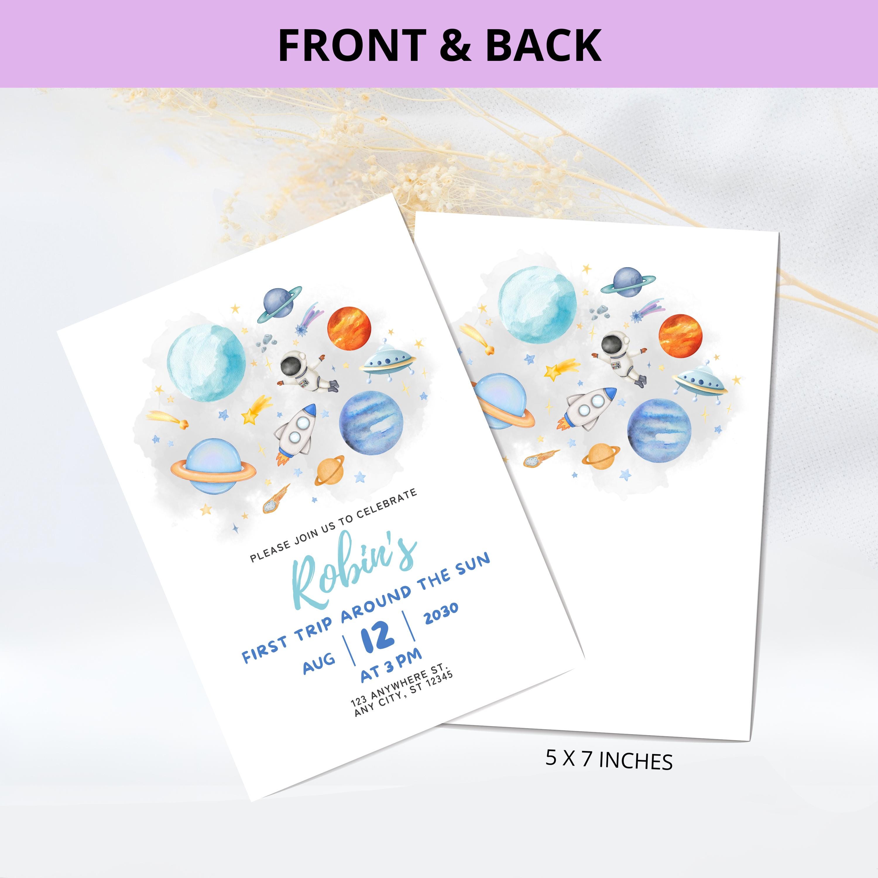 Editable Outer Space Birthday Invitation Template Planets Rocket Ship ...