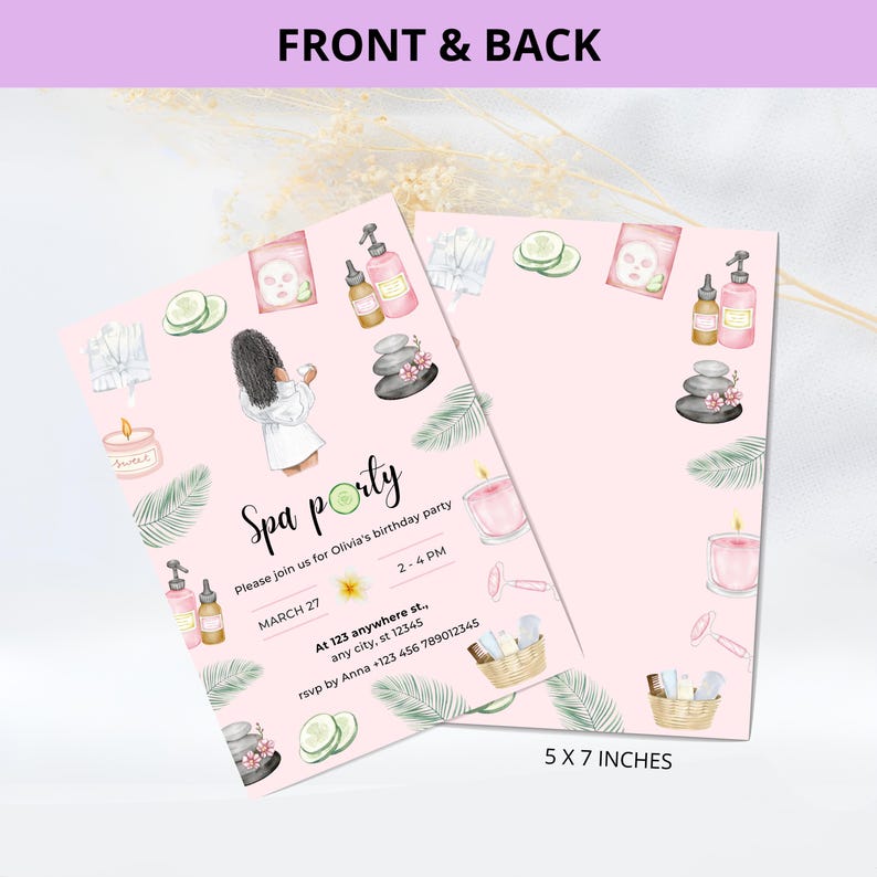 Editable Spa Party Birthday Invitation Template Pamper Party Invitation ...