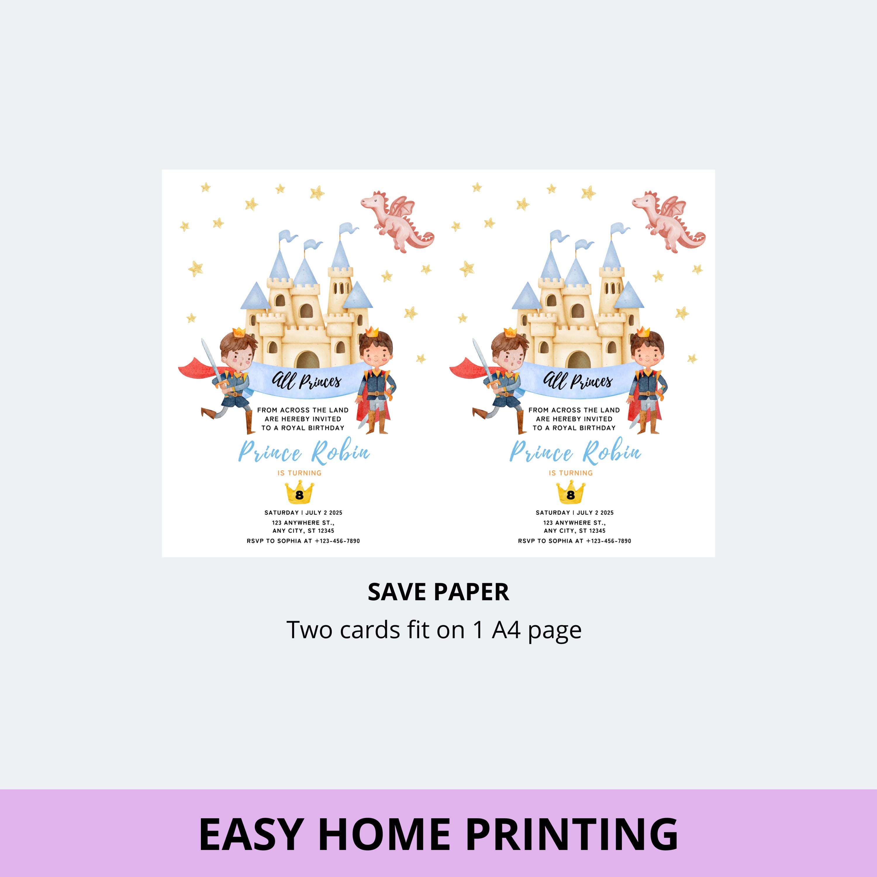 Editable Little Prince Birthday Party Invitation Template Royal Themed ...