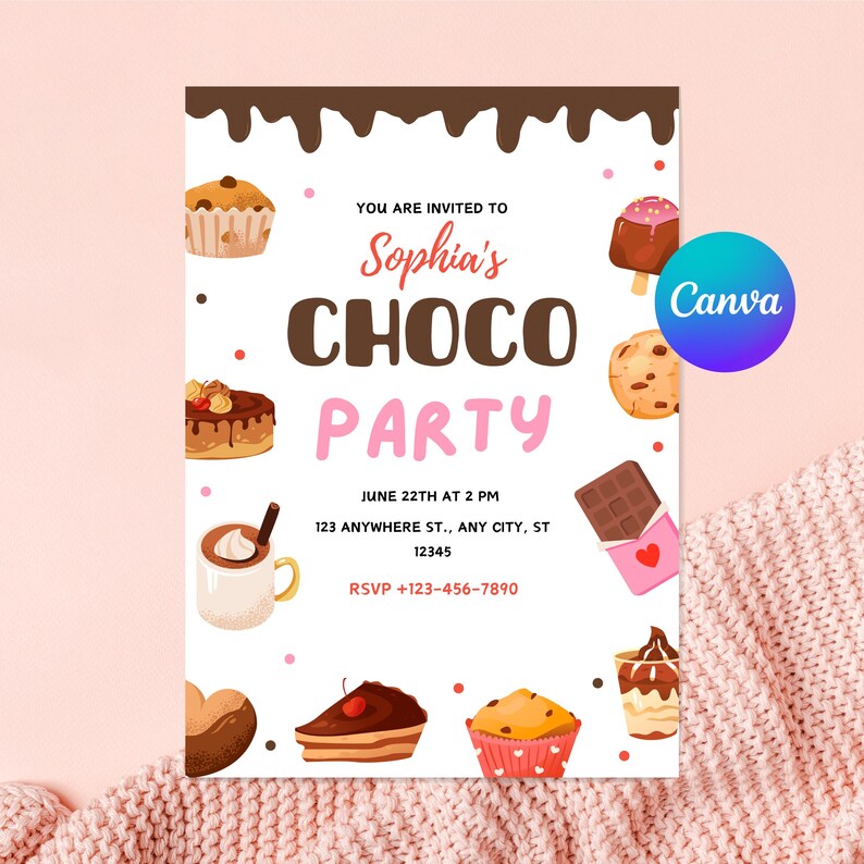 Editable Choco Birthday Party Invitation Template Chocolate Birthday ...