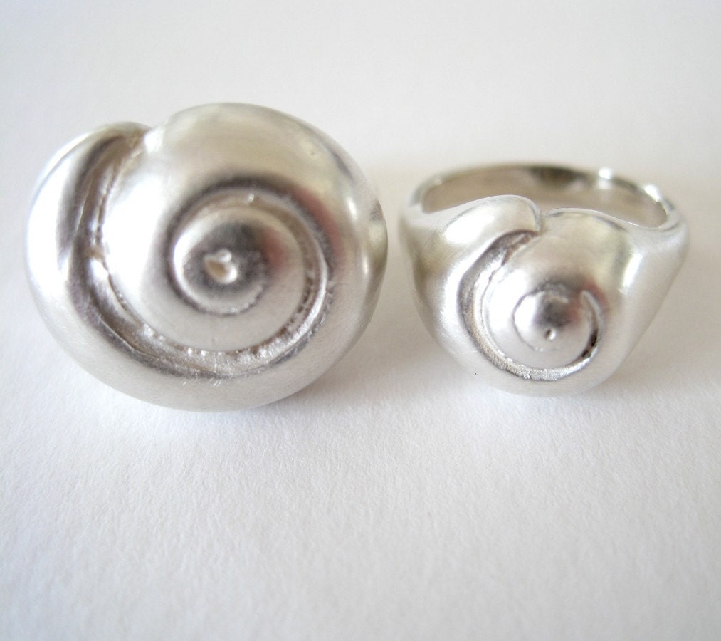 Hatteras Silver Snail Shell Ring Small - Etsy