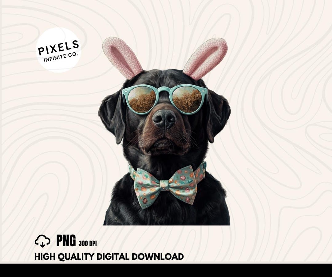 Easter Labrador Retriever Clipart, Cute Lab Dog PNG, Bunny-themed Puppy ...
