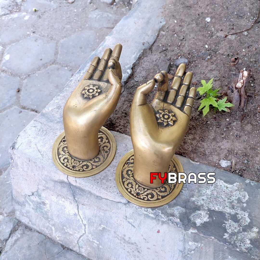 Hand Shape Door Handle Flower Carved | Home Decoration Accent | Brass ...