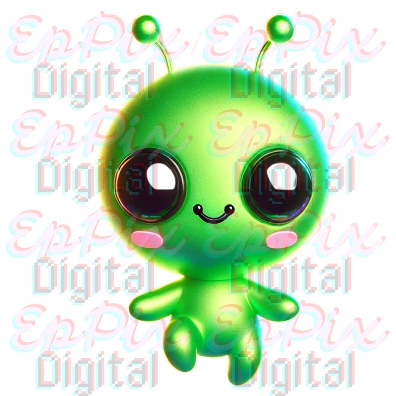 Kawaii Space Alien Bundle 15 Chibi PNG Characters High-resolution ...